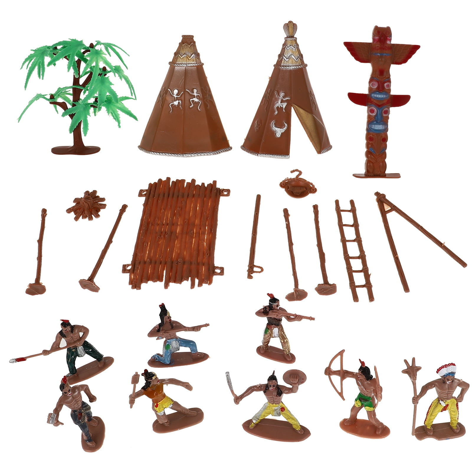 2 Sets Plastic Figurines Simulation Primitive Tribe Models Scenes ...