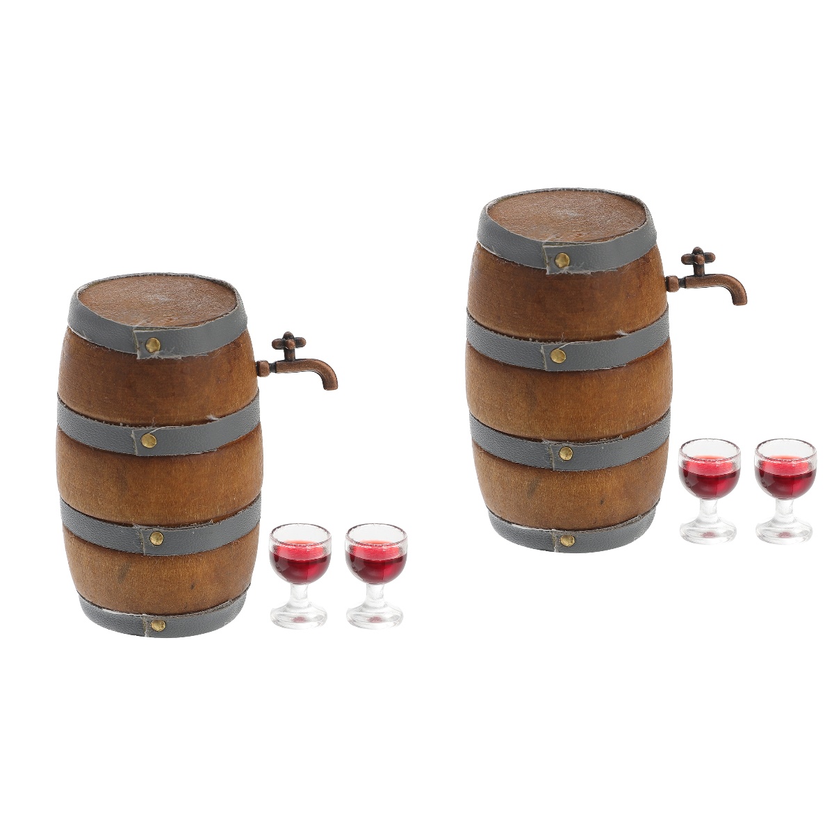 2 Sets Pocket Wine Cellar Decoration Wine Glasses Miniature Wine Barrel ...