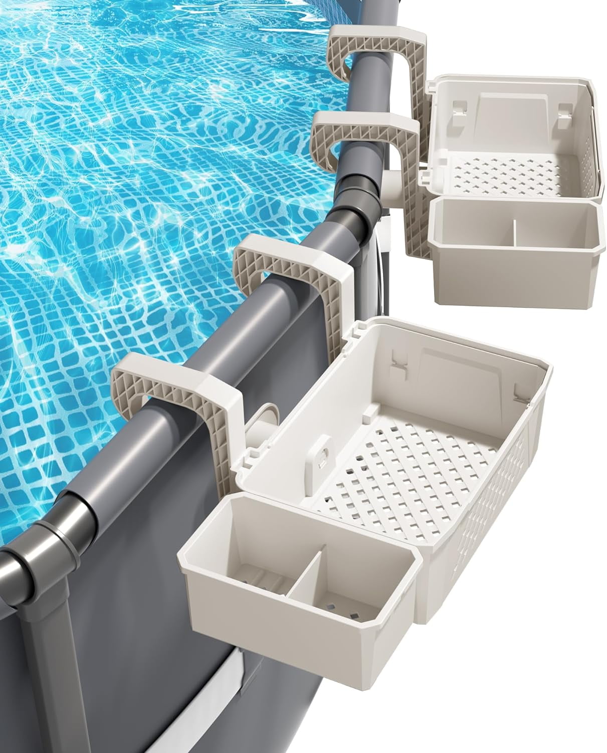 2 Sets of Poolside Storage Baskets with Cup Holders - Perfect for 3 ...