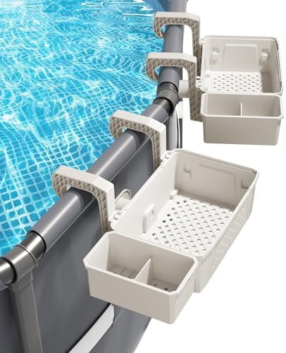 2 Sets of Poolside Storage Baskets with Cup Holders - Perfect for 3 ...