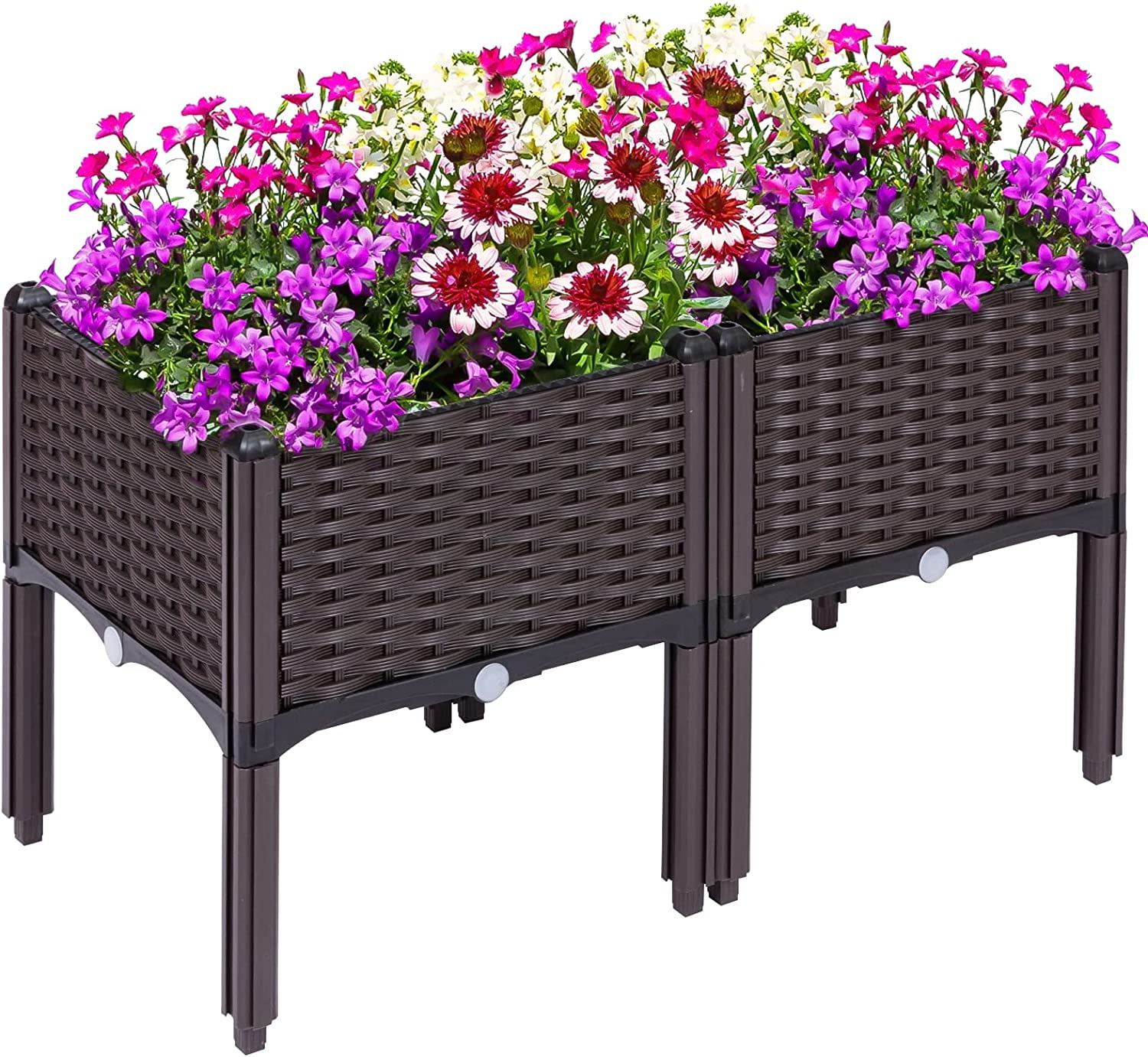 2 Sets Raised Garden Bed Elevated Garden Bed with Legs Patio Plant ...