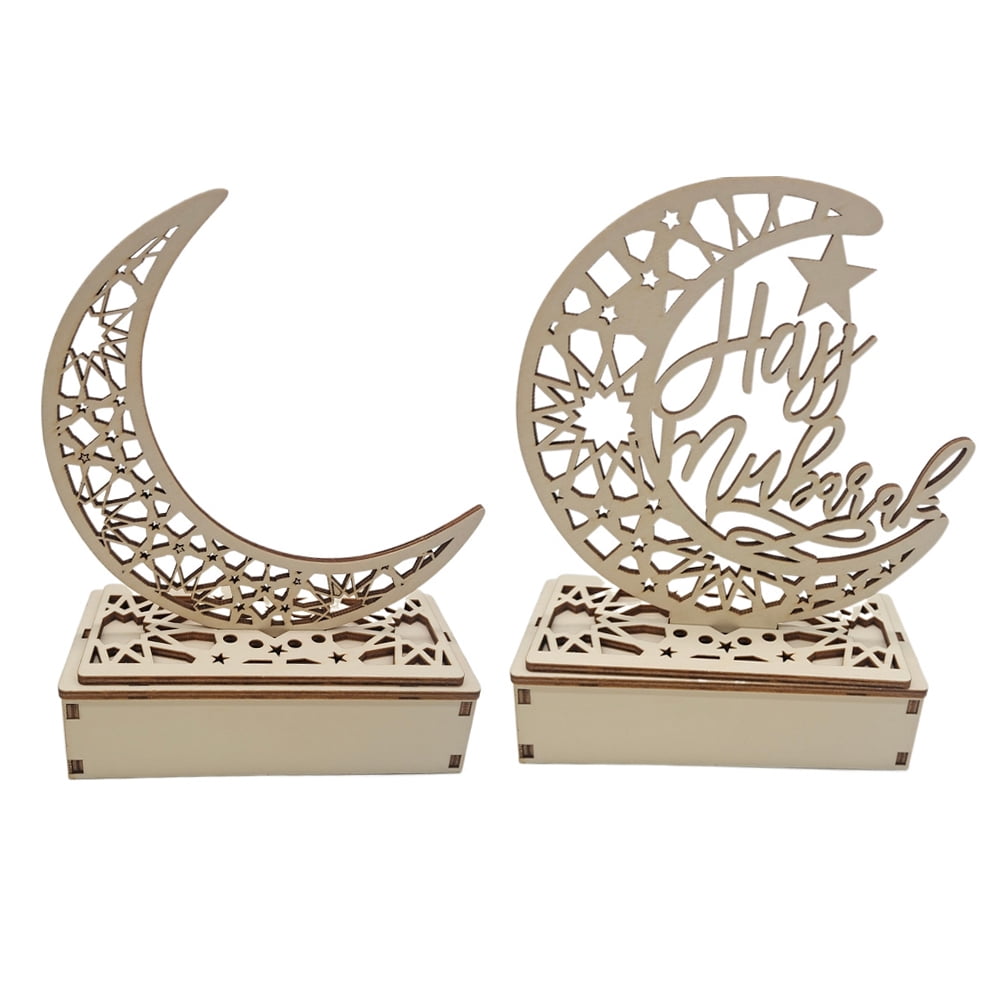 2-Sets Ramadan LED Wood Lamp, Ramadan Lantern LED, Ramadan Decoration ...