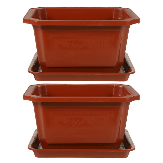 2 Sets Rectangle Plant Pot Bonsai Training Pots Flower Succulent Pots ...