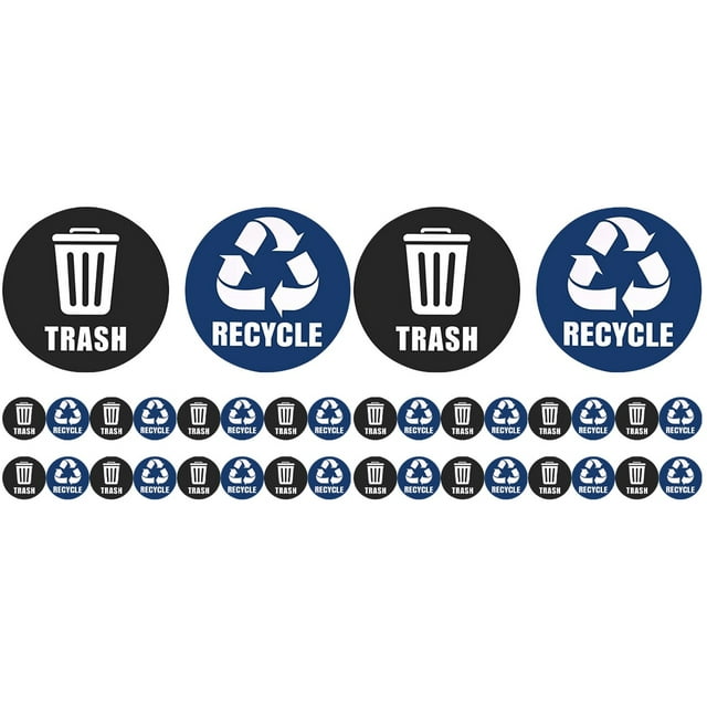 2 Sets Recycling Stickers Adhesive Trash Can Recycling Signs Waste Bin ...