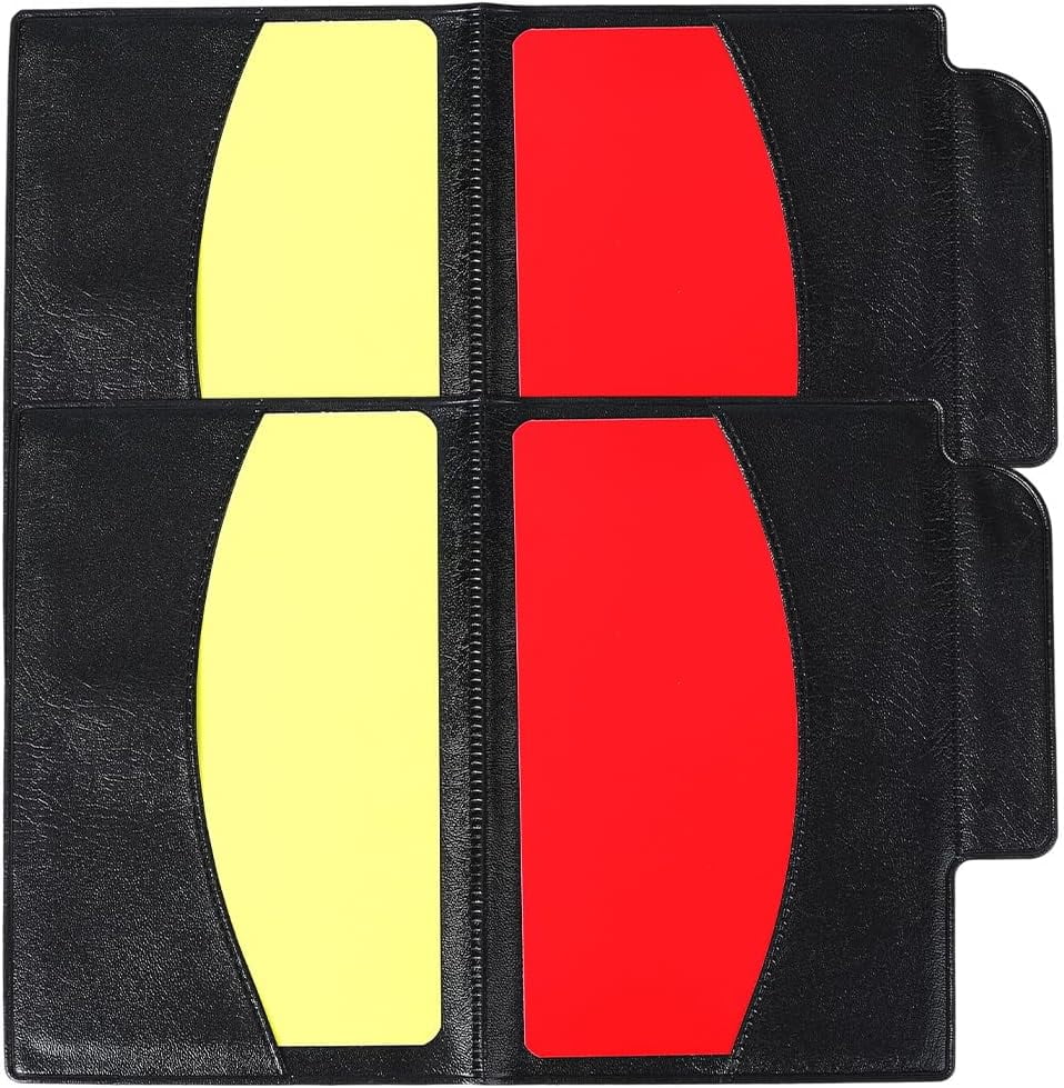 2 Sets Red and Yellow Card Holder Soccer Referee Cards Black PU Leather ...
