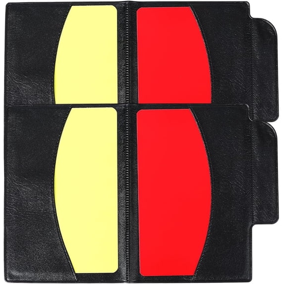 2 Sets Red and Yellow Card Holder Soccer Referee Cards Black PU Leather ...