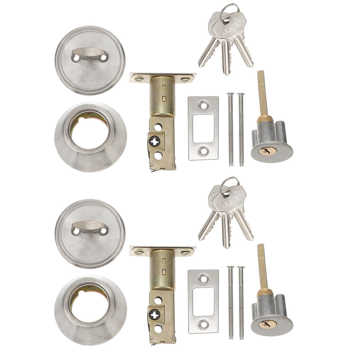 2 Sets Round Door Knob Lock for Entrance Keyless Privacy Silver ...
