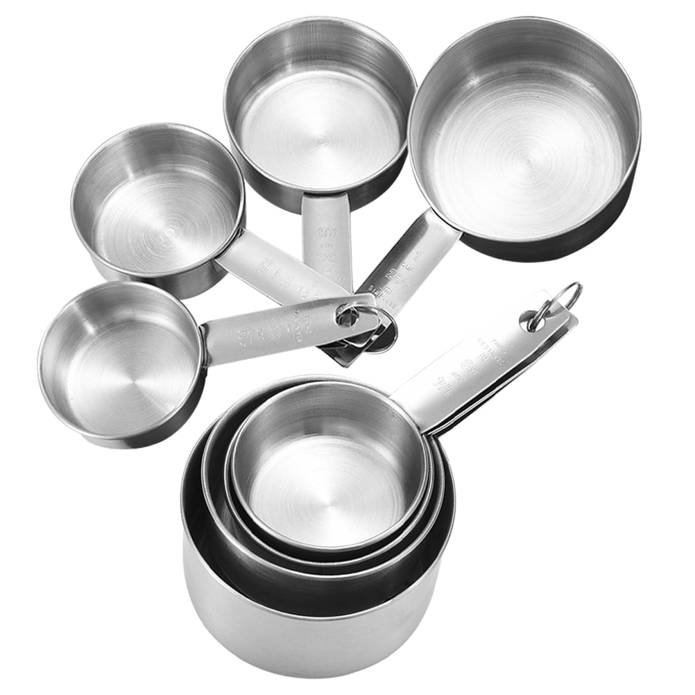 2 Sets Round Measuring Spoon Liquid Cups Stackable Tools Metal Suite ...