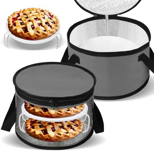 2 Sets Round Pie Carrier 11 x 7 Inch with Dish Tray Plate Stacker ...