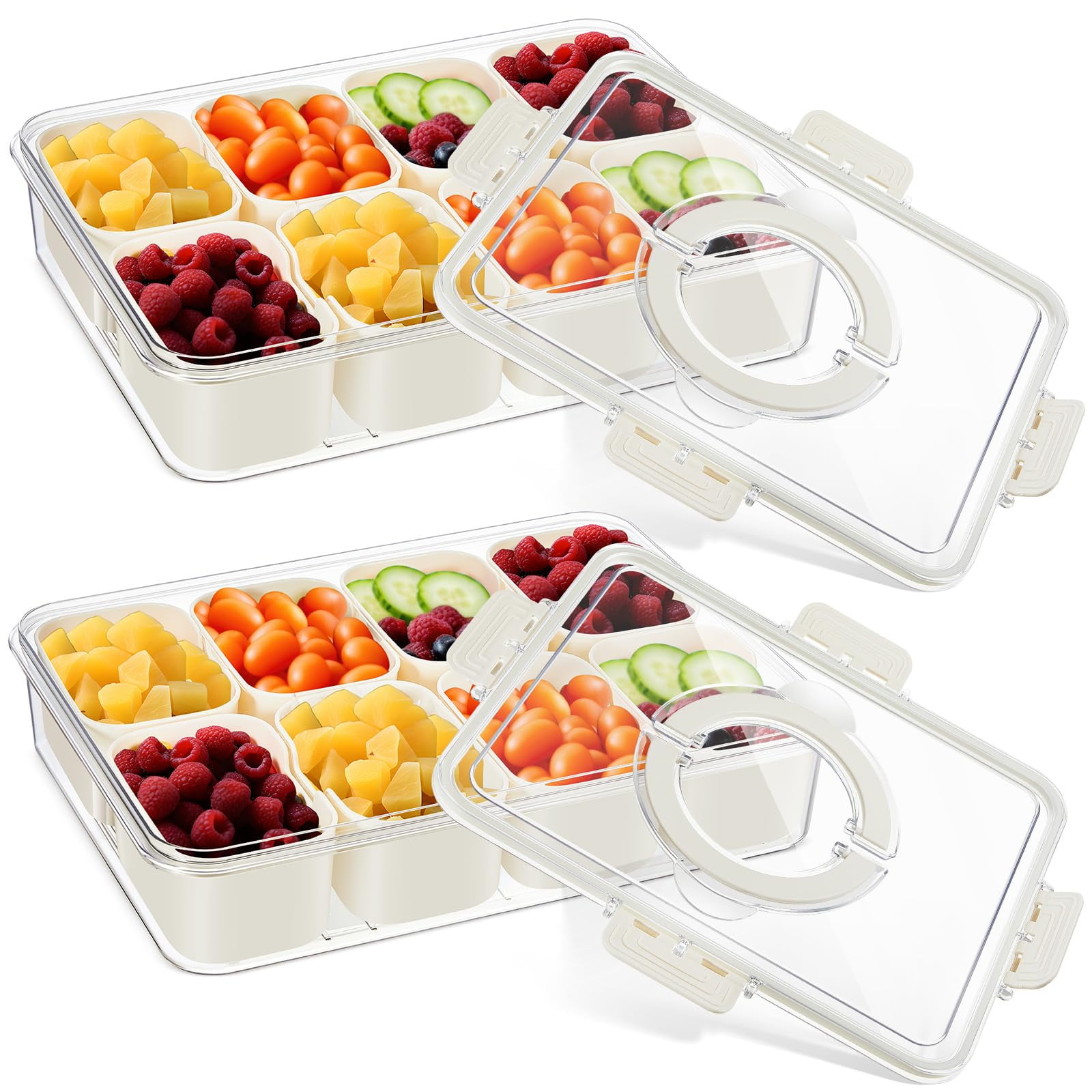 2 Sets Salad Fruit Storage Containers for Fridge with Lids, Airtight ...