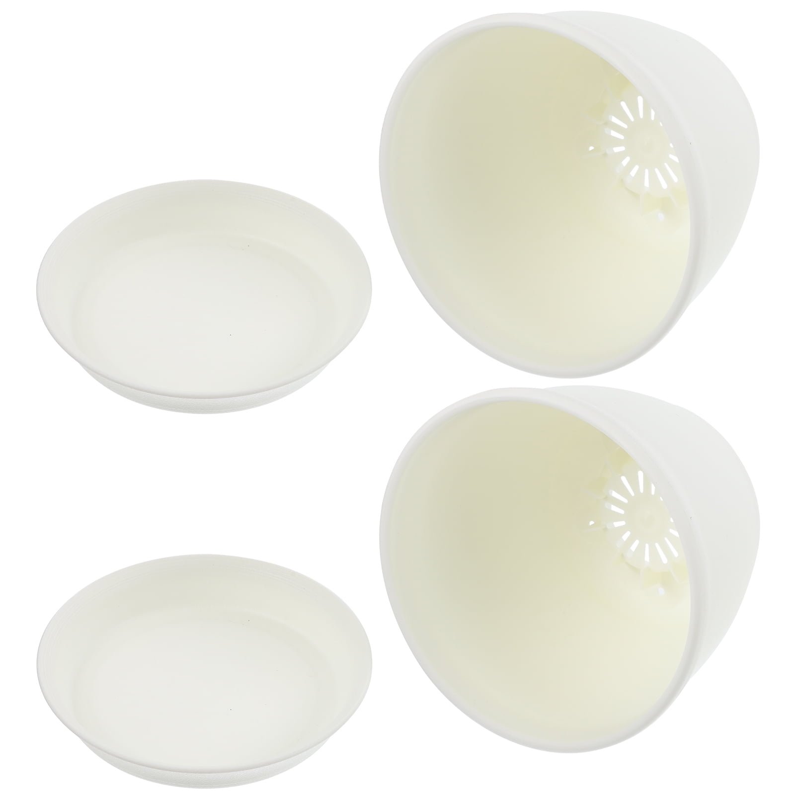 GOOHOCHY White Plastic Plant Pot with Storage Tray for Succulent ...