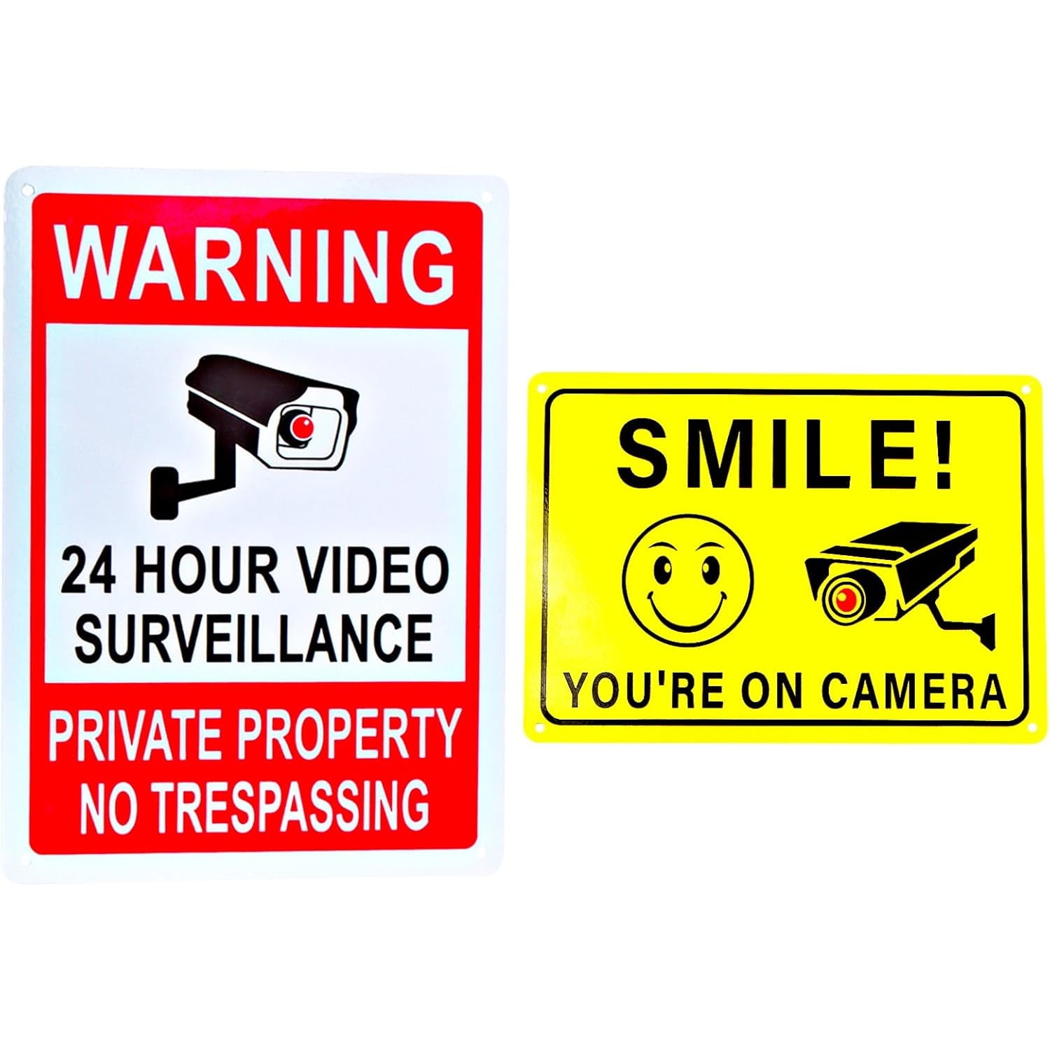 2 Sets Smile You're On Camera Sign and Private Property No Trespassing ...