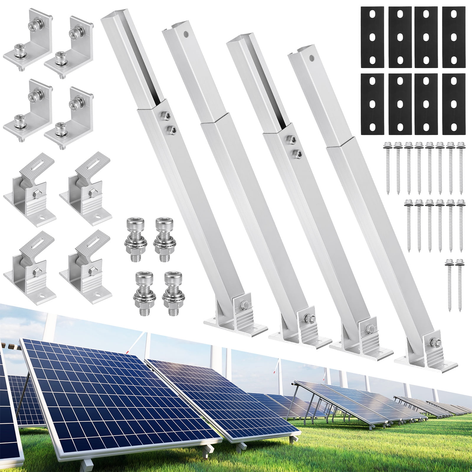 2 Sets Solar Panel Mount, Adjustable Aluminum Alloy Solar Panel Stand ...