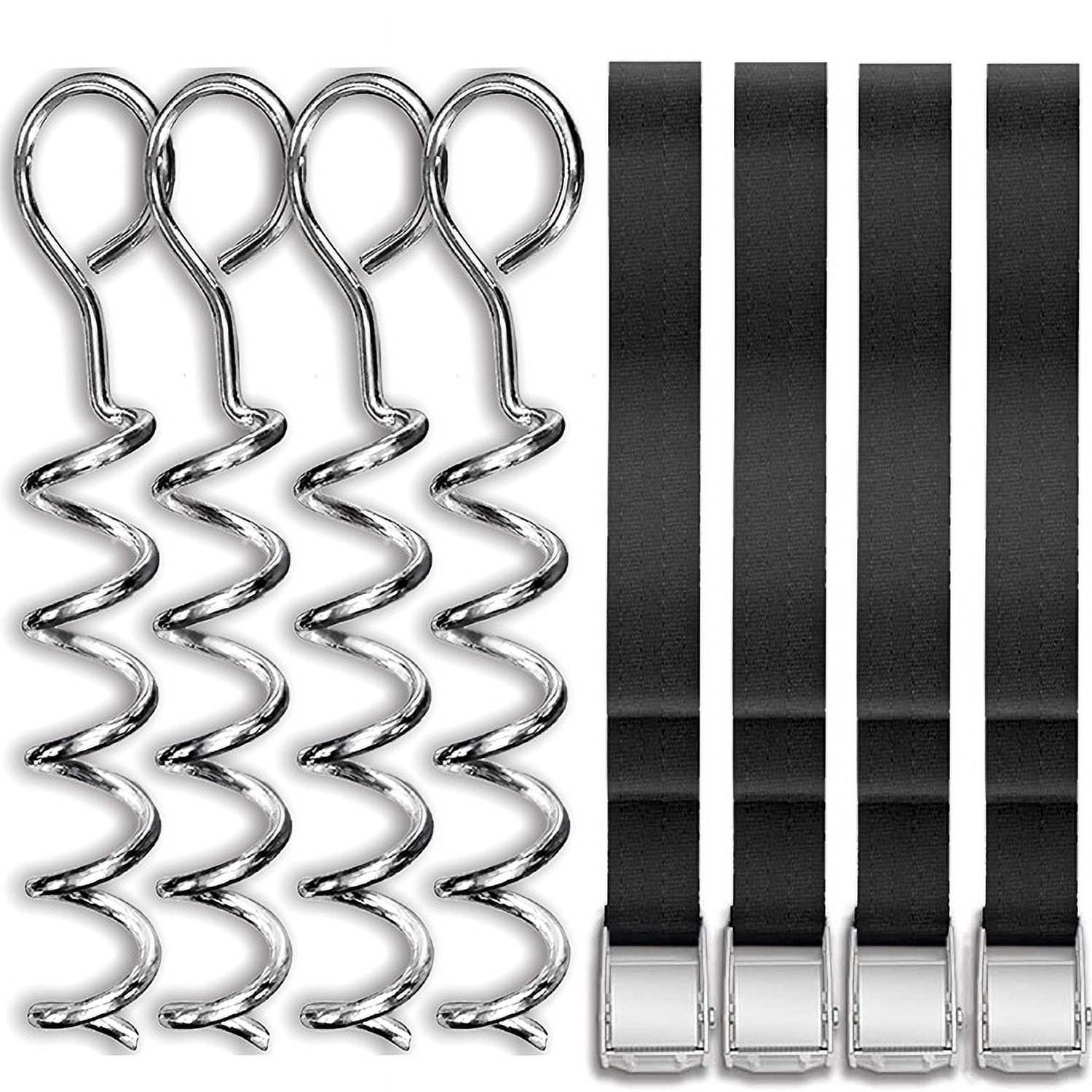 2 Sets Spiral Ground Anchors With Belt Rv Awning Tie Down Kit Ground ...