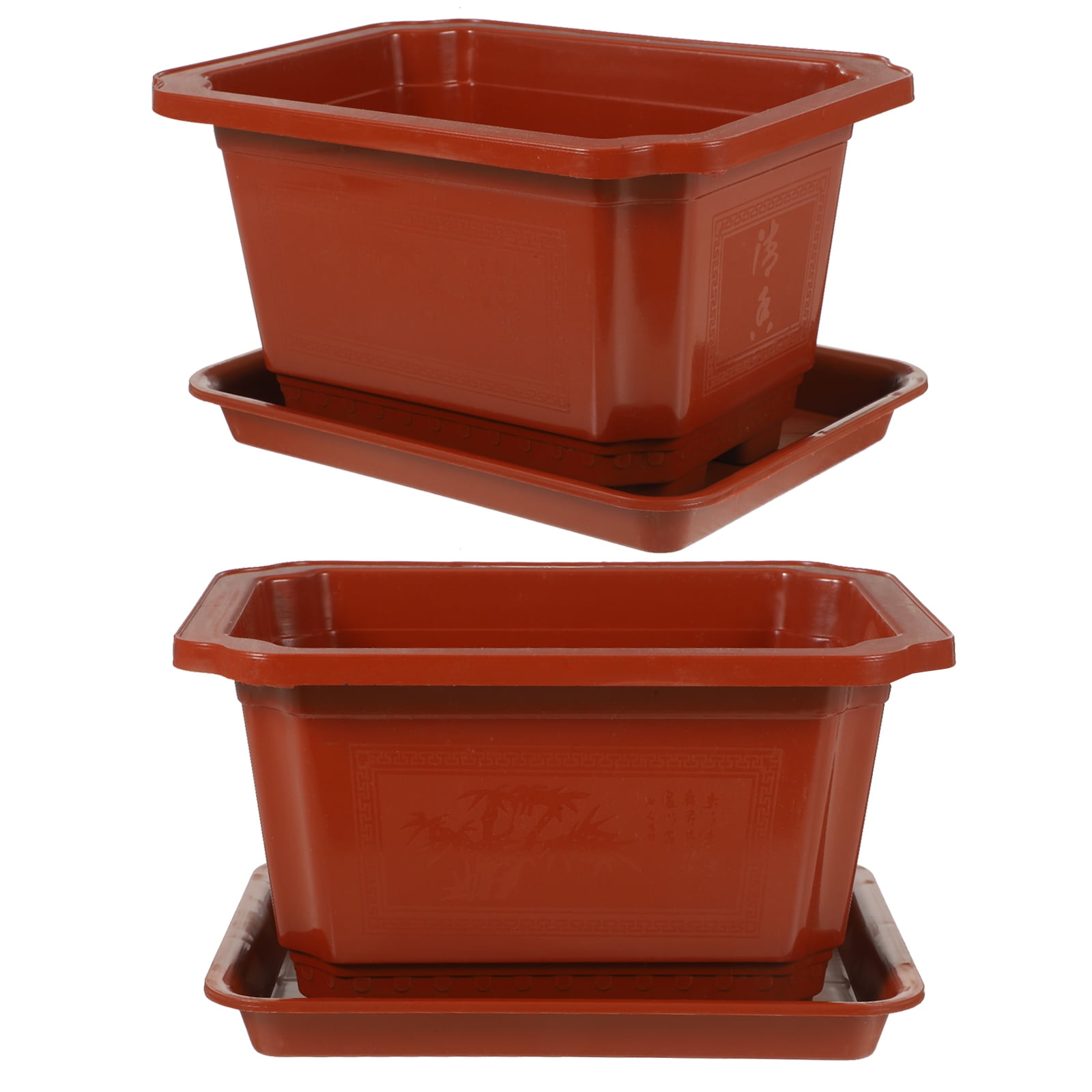 2 Sets Square Vegetable Bowl Flowerpot Rectangular Plant Pots Indoor ...