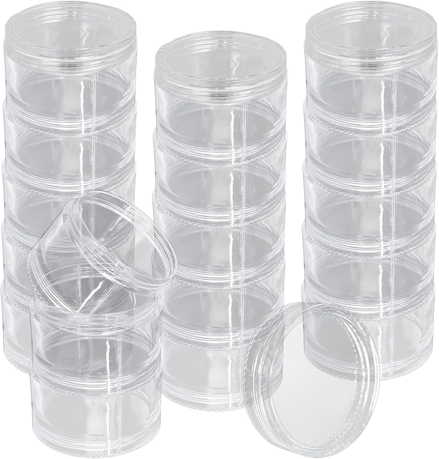 2 Sets Stackable Clear Plastic Containers with Screw Lids - 60ML 5-Layer Organizer for Cosmetics ...
