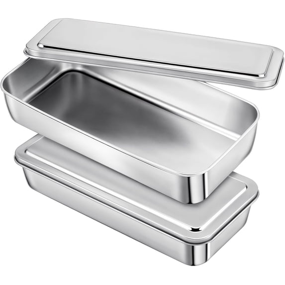 2 Sets Stainless Steel Bread Loaf Pan with Lid 13 x 5 Inch Nonstick ...