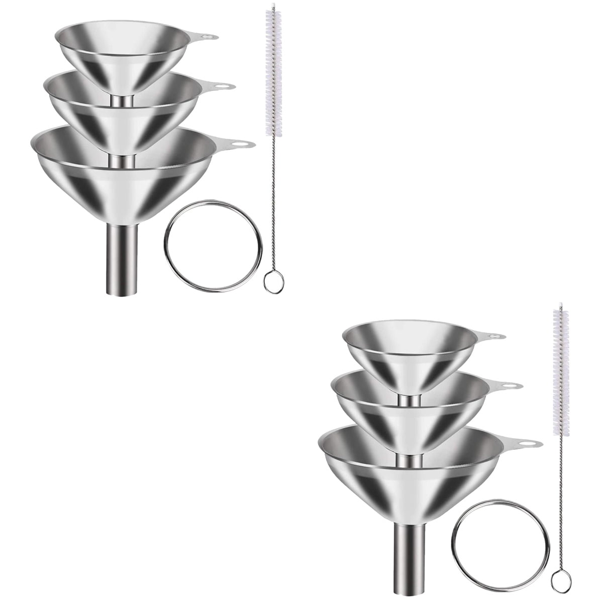2 Sets Stainless Steel Funnel Canning for Daily Use Small Funnels ...