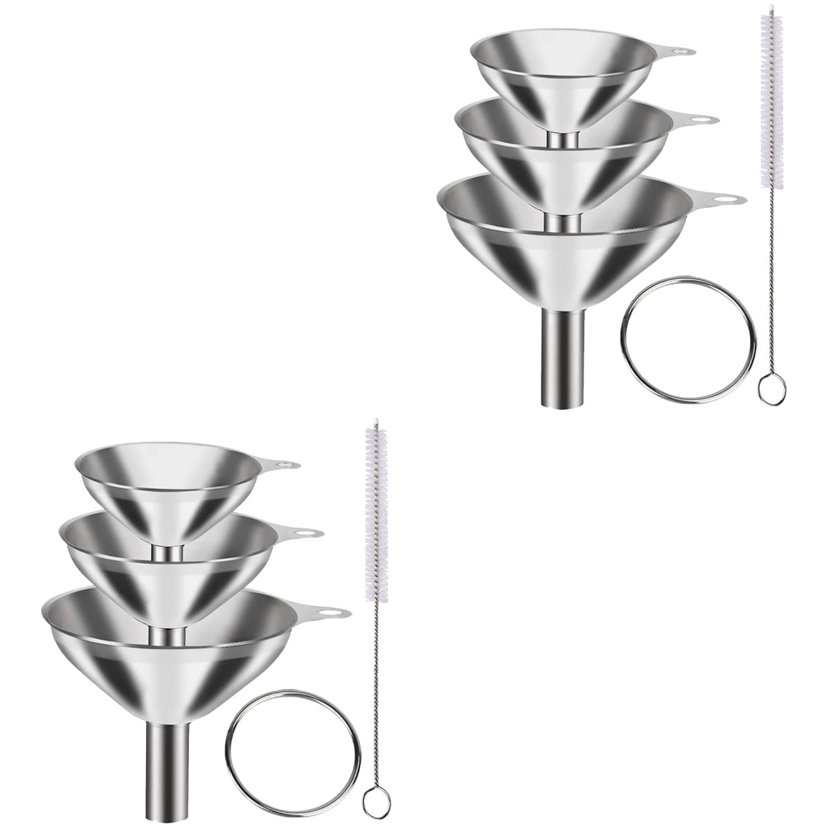 2 Sets Stainless Steel Funnel Food Stainless Steel Canning Funnel Funil ...