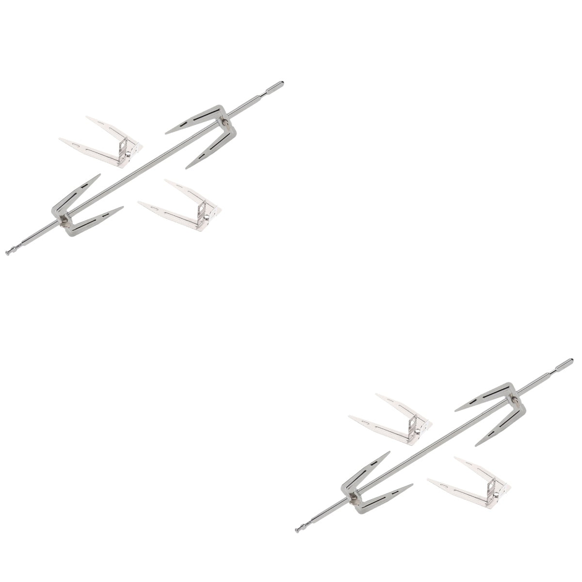 FUEENIRVA Silver Rotating Grill Forks Stainless Steel Home Roast Forks ...