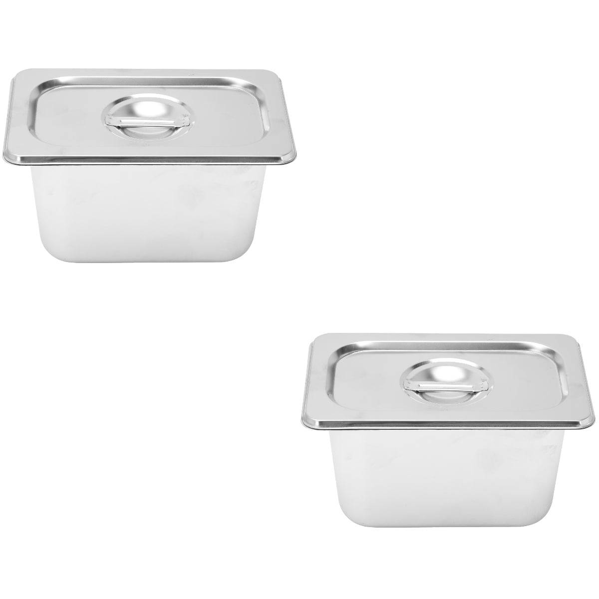 2 Sets Stainless Steel Serving Basin Metal Container with Lid Fruits ...