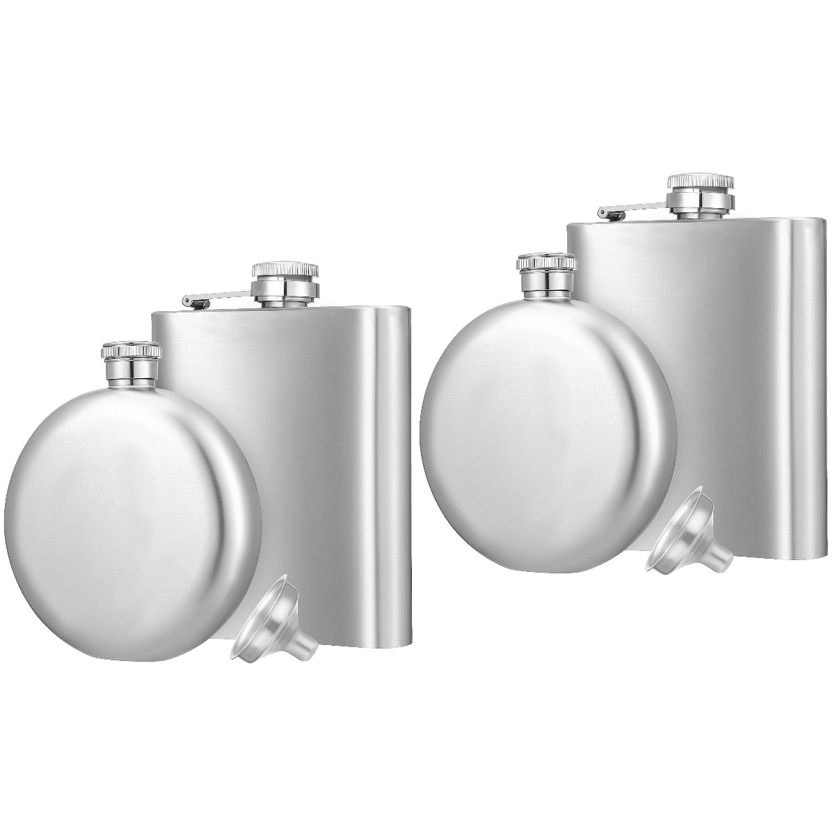 2 Sets Stainless Steel Wine Bottle Flask Funnel for Liquor Whiskey ...
