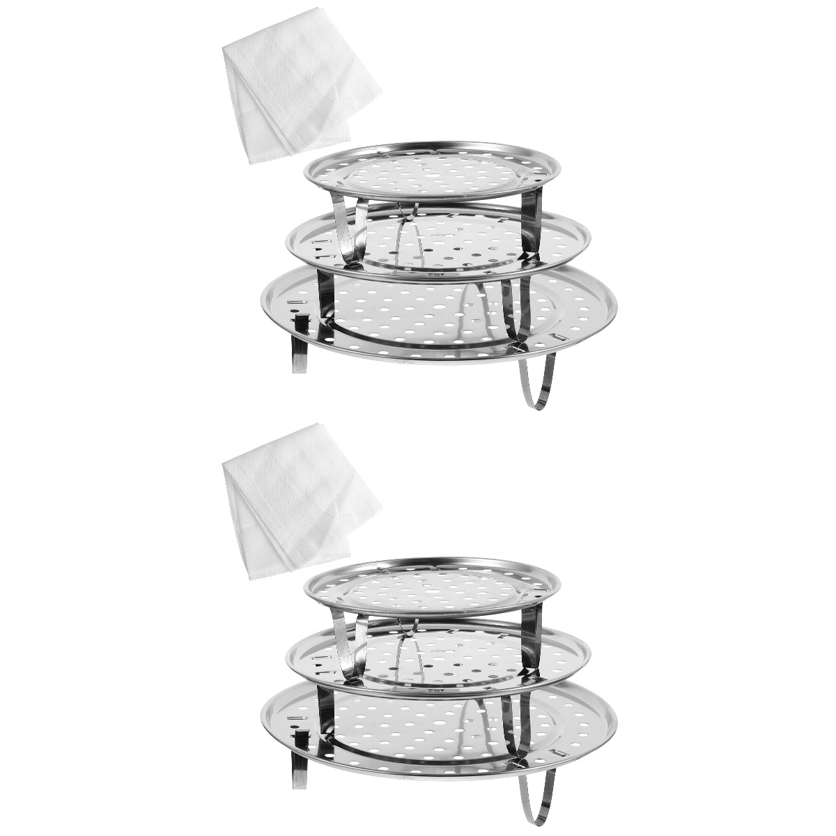 2 Sets Steam Rack Food Plate Round Tray Steamer Steaming Dish Cooker ...