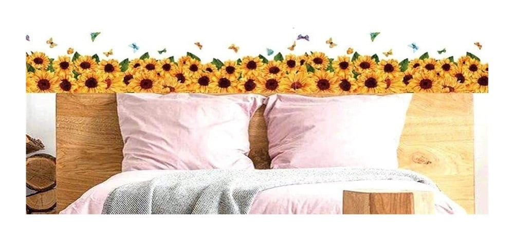 2 Sets Sunflower Wall Border Decals Sticker Yellow Flowers Flying ...