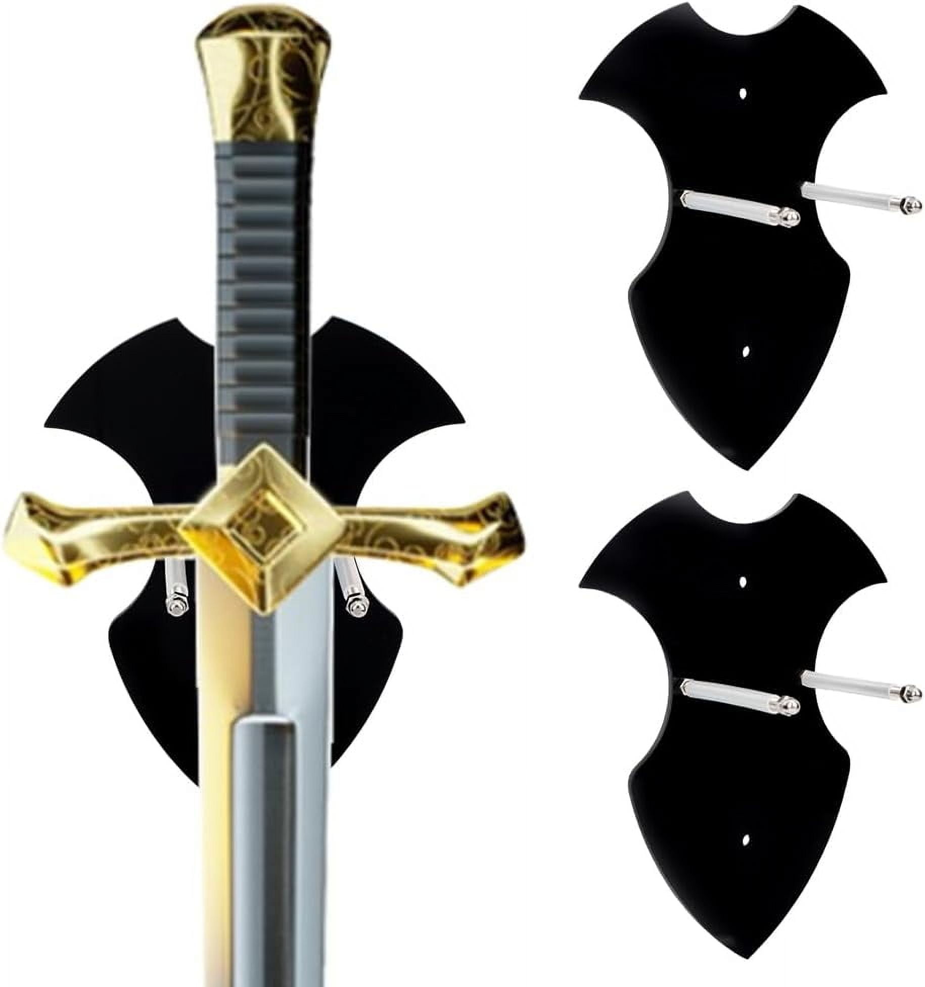 2 Sets Sword Wall Mount KatanaDisplay Holder Black Plaque Sword Hanging ...