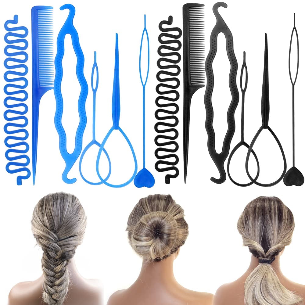 2 Sets Tail Hair Tool Hair Loop DIY Styling Tool Set Tail Hair Flipper ...