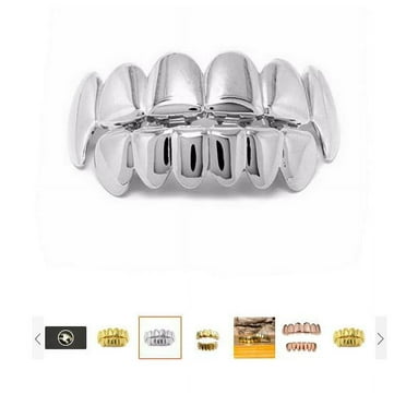 LNGOOR 18K Gold Plated Grillz, Top & Bottom Diamond Face Grills, Iced ...