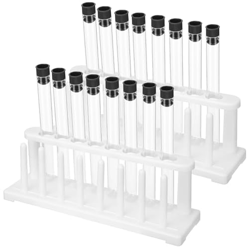 2 Sets Test Tubes with Rack, 16 Pcs Clear Plastic Test Tubes with Caps ...