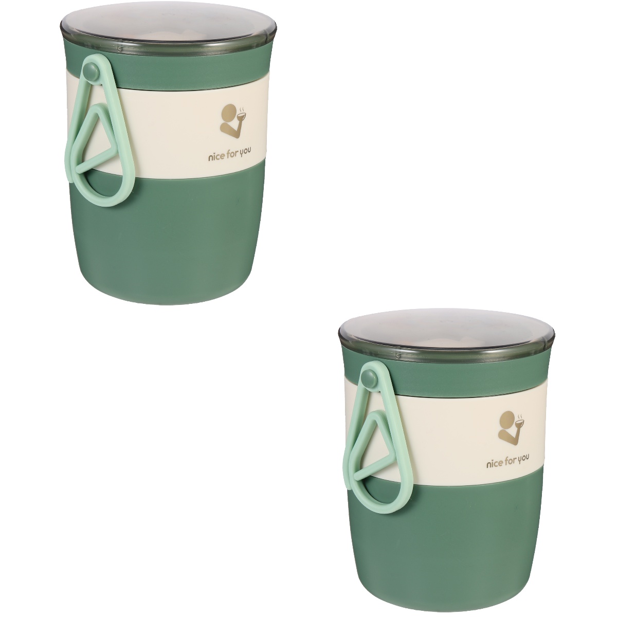 2 Sets Thermal Lunch Box Food Containers with Lids Insulated Cup ...