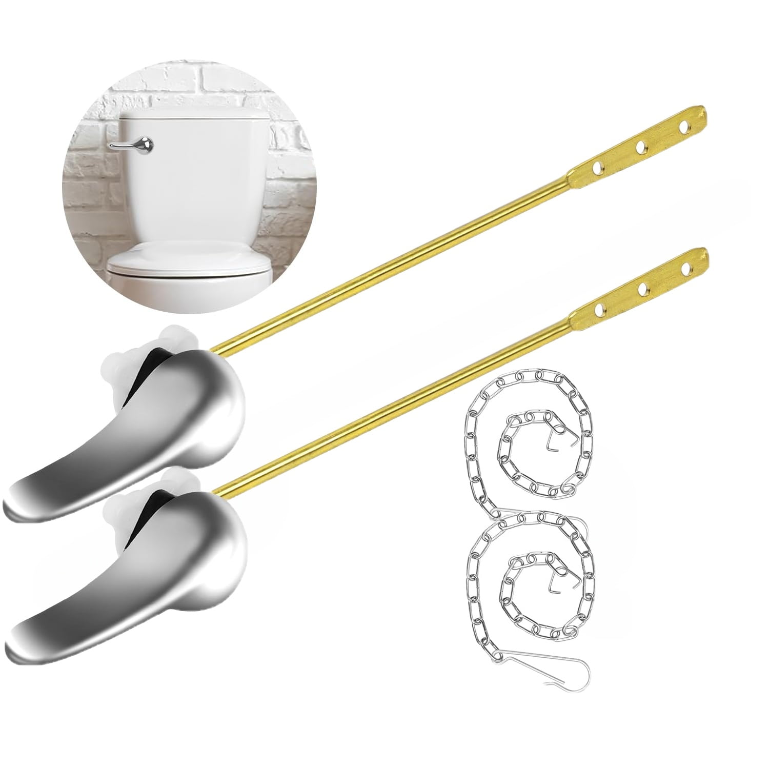 2 Sets Toilet Handle Replacement Kit Front Universal Toilet Bowl
