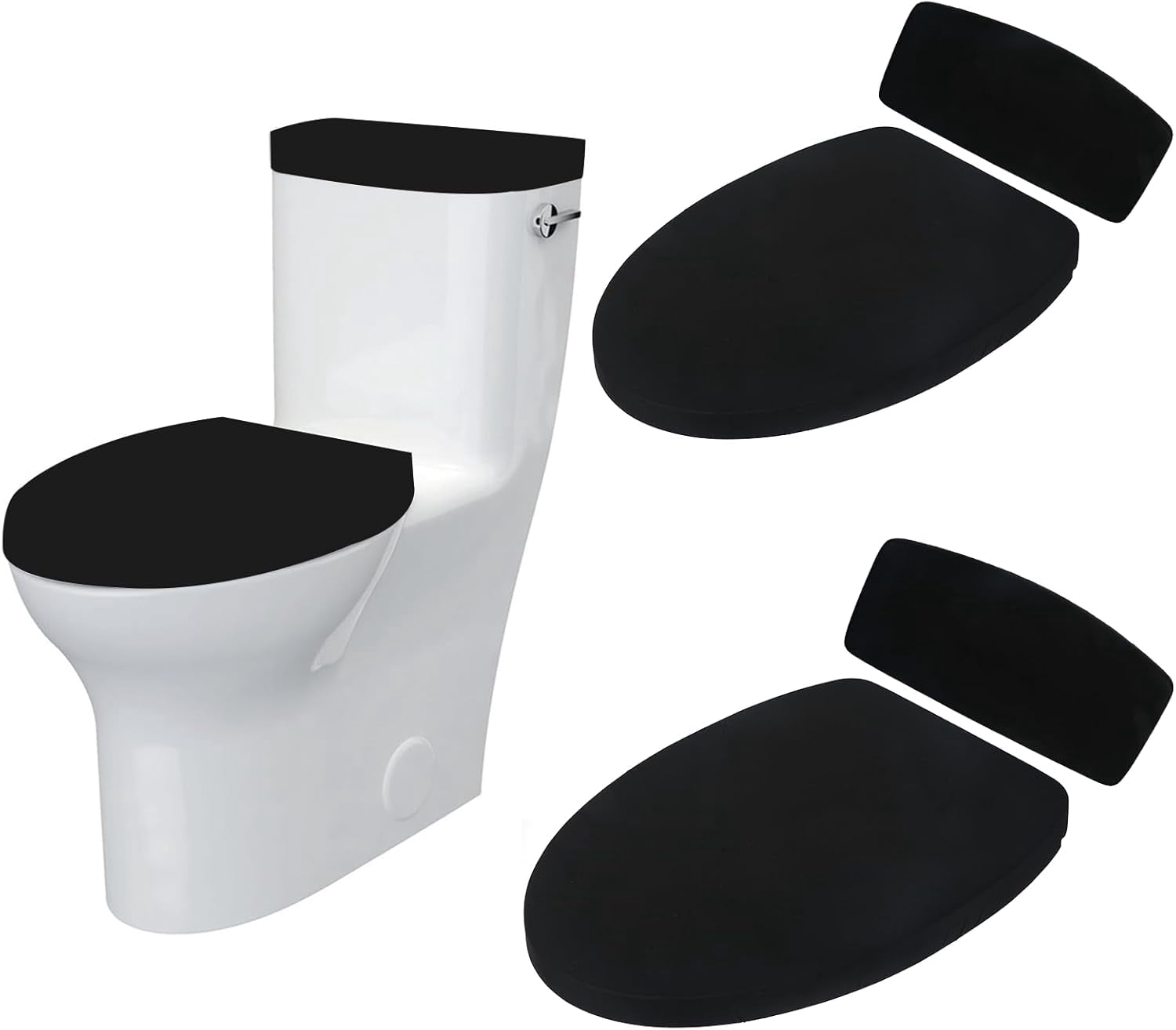 2 Sets Toilet Lid Cover and Tank Cover, Black Toilets Seat Covers Soft ...