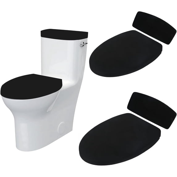 2 Sets Toilet Lid Cover and Toilet Tank Lid Cover, Black Toilets Seat ...