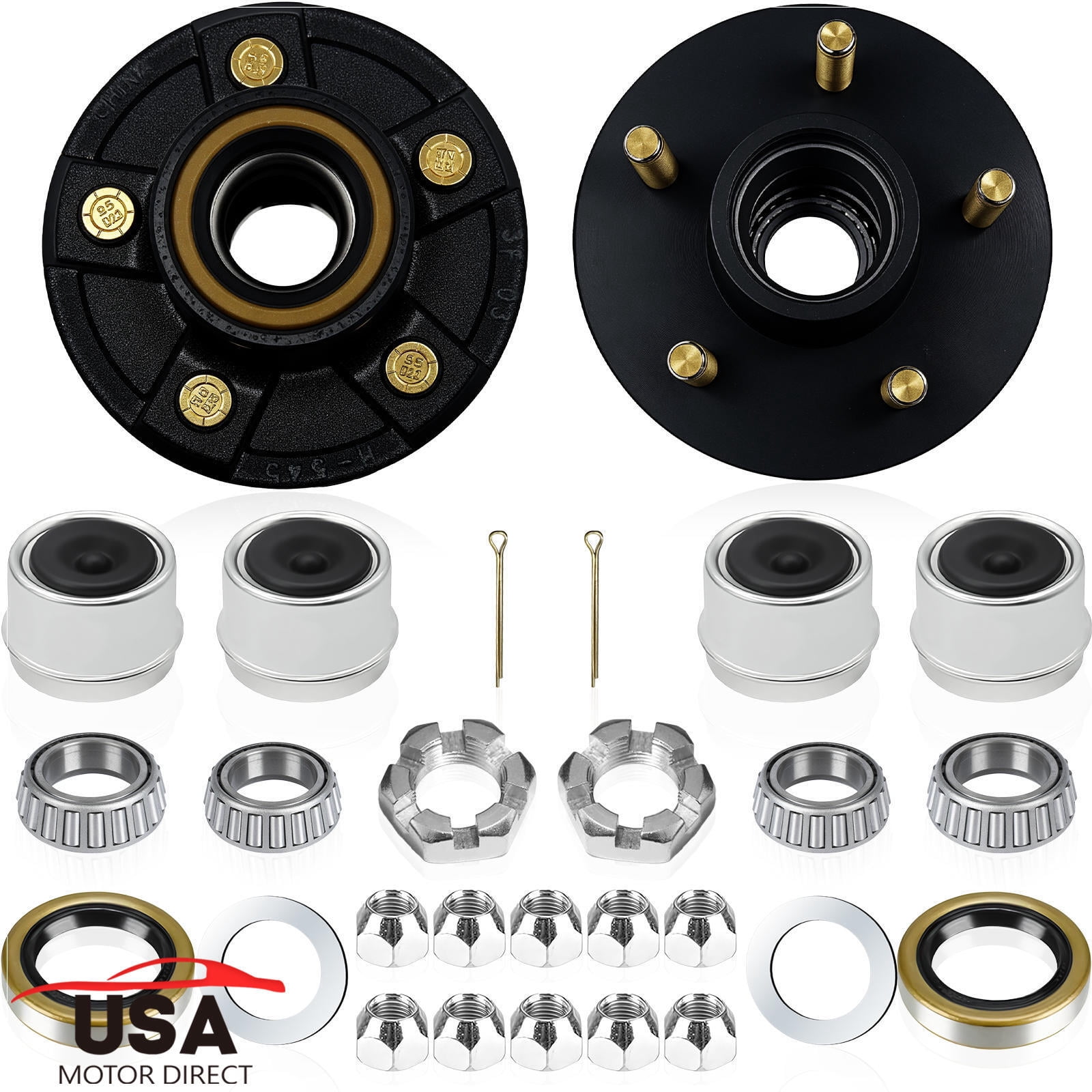 2 Sets Trailer Hub Kit 5 on 4.5", Trailer Axle Kit for 3500 Lbs 5 Lug ...