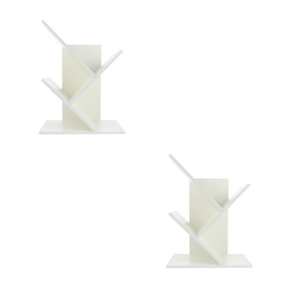 2 Sets Tree Book Shelf Unit Bookshelf Library Storage Table Rack White ...