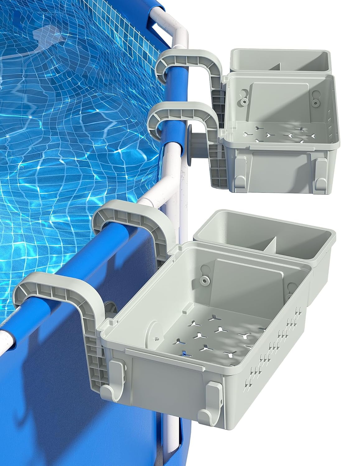 2 Sets Upgrade Poolside Storage Basket, Above Ground Pool Storage ...
