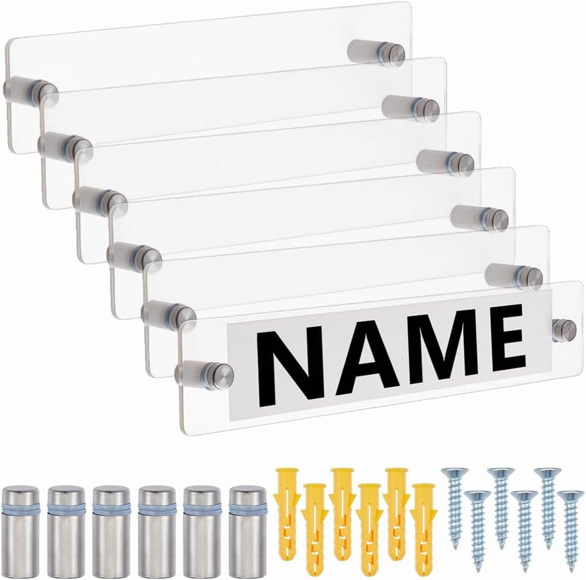2 Sets Wall Mount Name Plate Holder 8x2 Inch Clear Acrylic Wall Name ...
