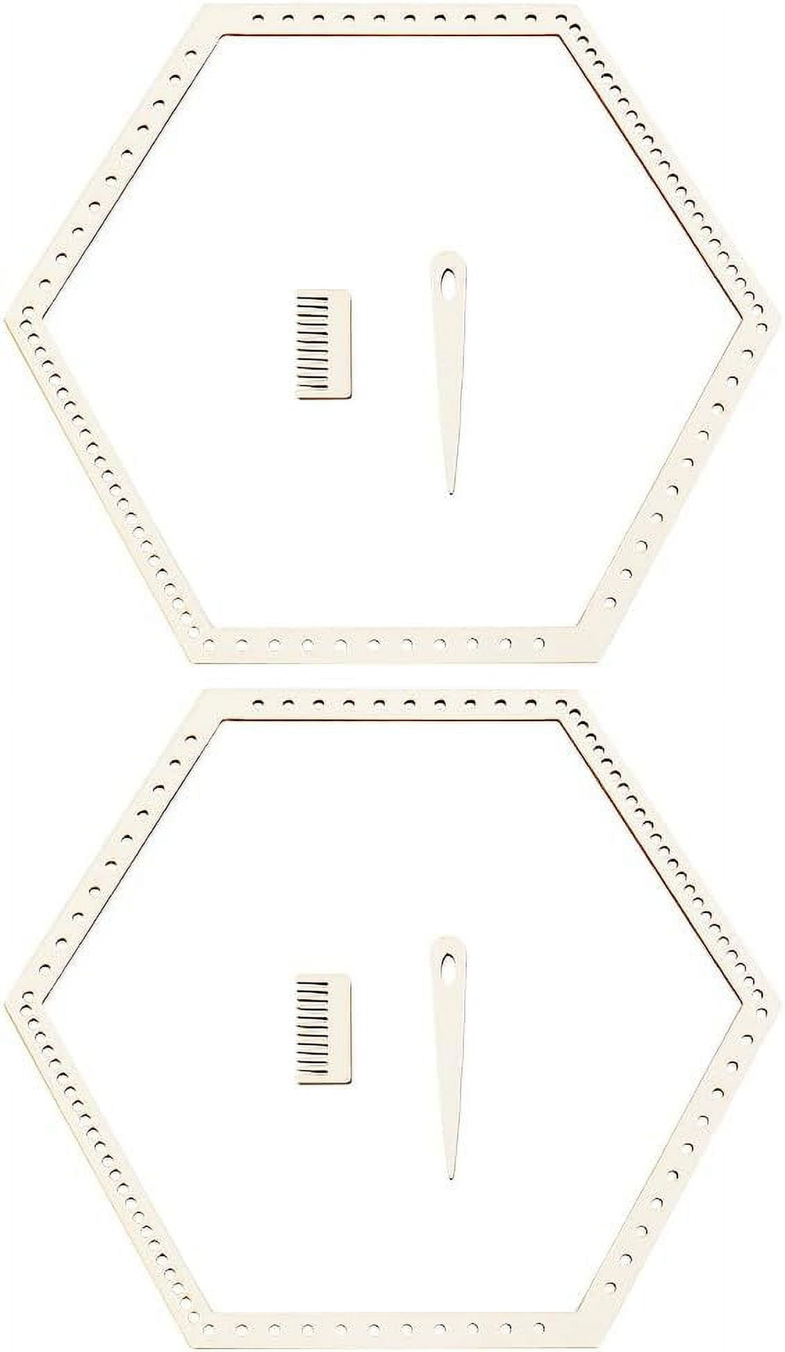 2 Sets Weaving Loom Kit Wooden Hexagon Weaving Loom Natural Wood Mini ...