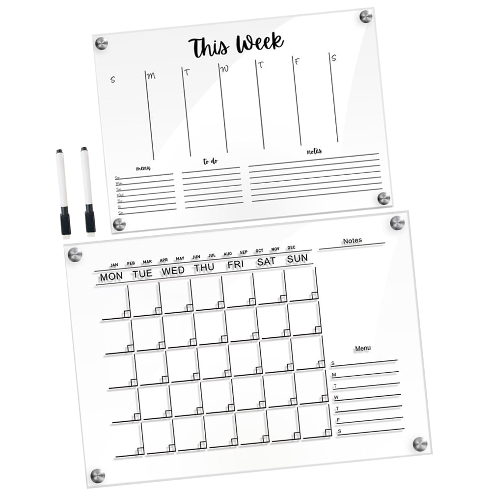 2 Sets Weekly Planner Board Whiteboards Writing Pad Student Transparent ...