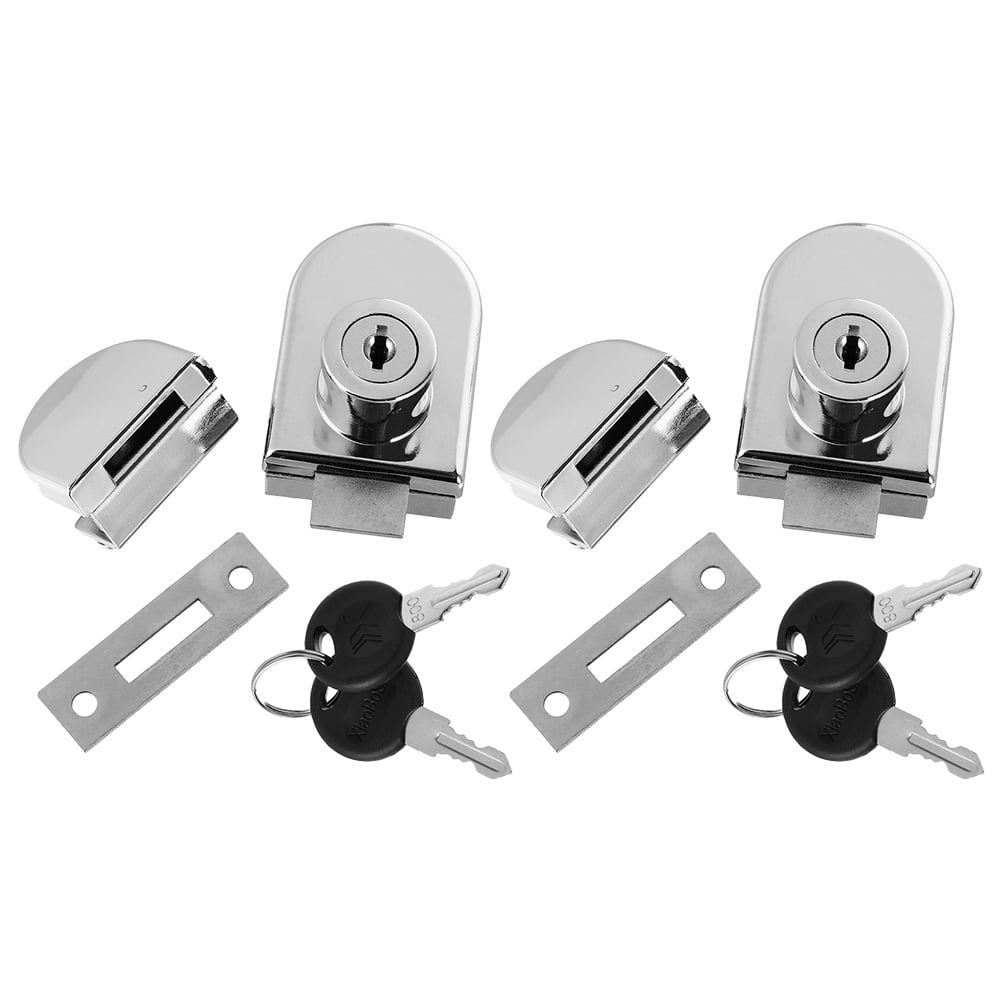 2 Sets Zinc Alloy Glass Door Locks for Home Use Silver Color Efficient ...