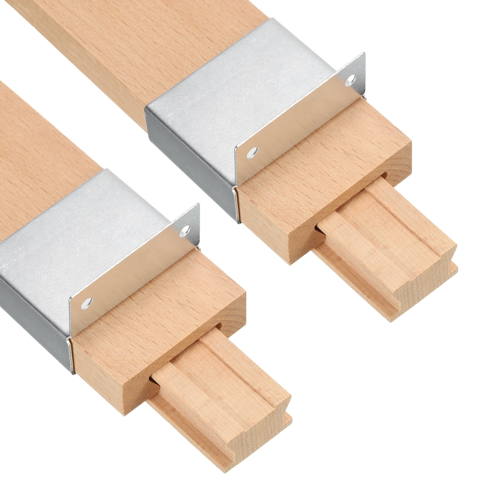 2 Sets Wooden Drawer Slides with Metal Slide Glide Bracket, Wood Center ...