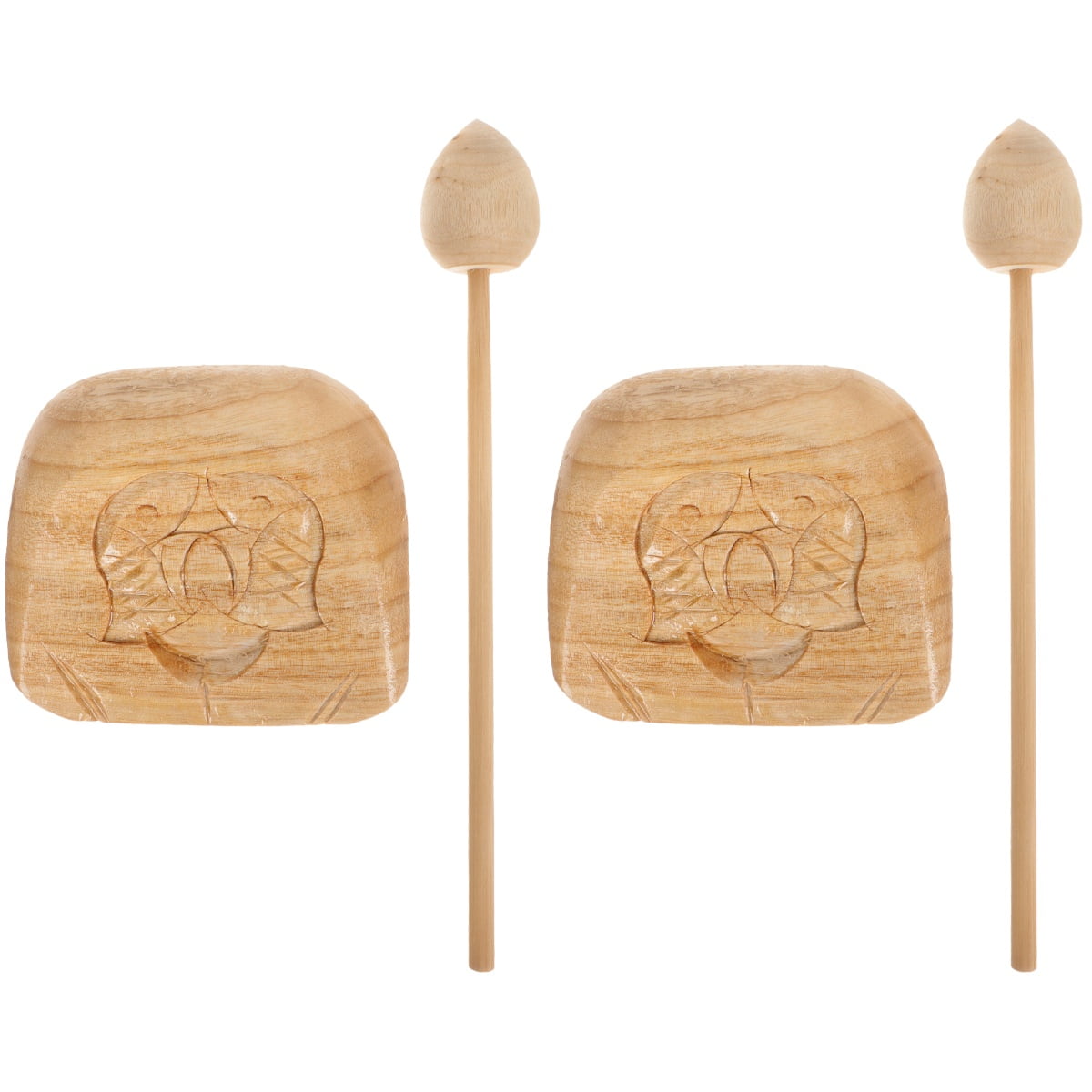 2 Sets Wooden Fish Temple Block with Mallet Children Wooden Percussion ...