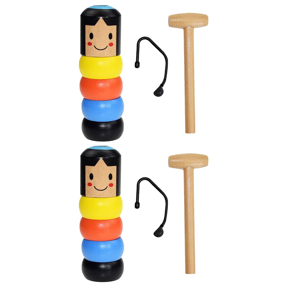 2 Sets Small Wooden Puppet Doll Toy Unbreakable Children Puppet ...