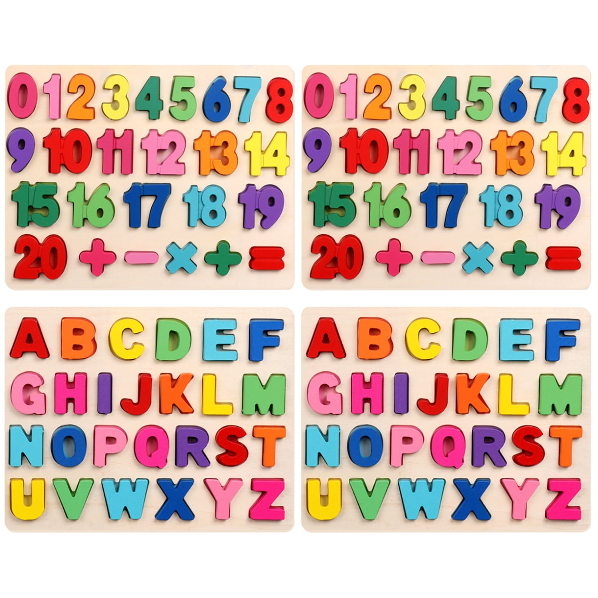2 Sets Wooden Math Arithmetic Number Alphabet Puzzles Educational ...