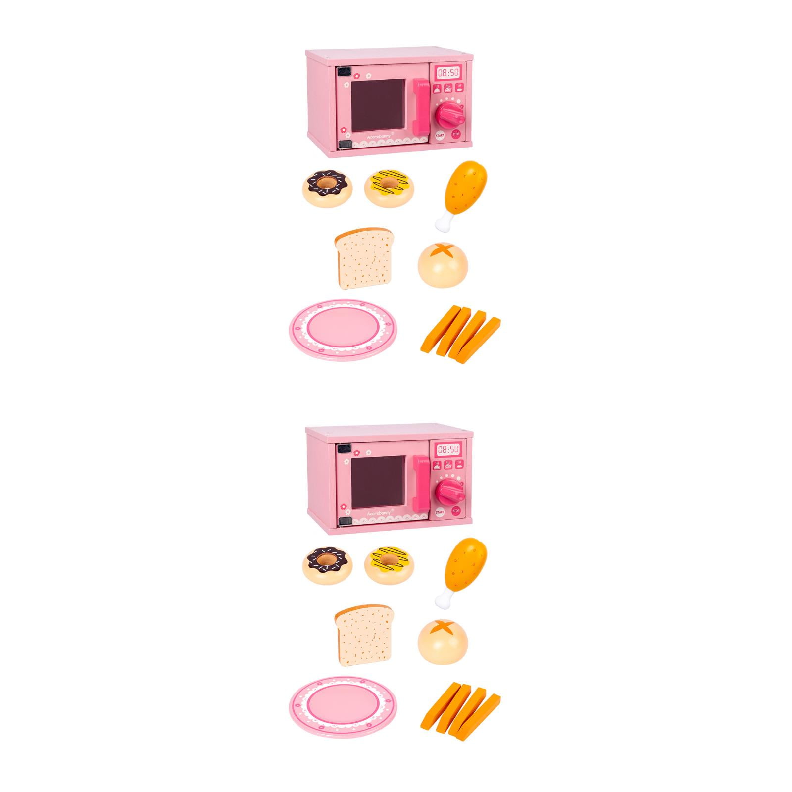 2 Sets Toy Wooden Microwave Simulation Oven Interactive Children ...