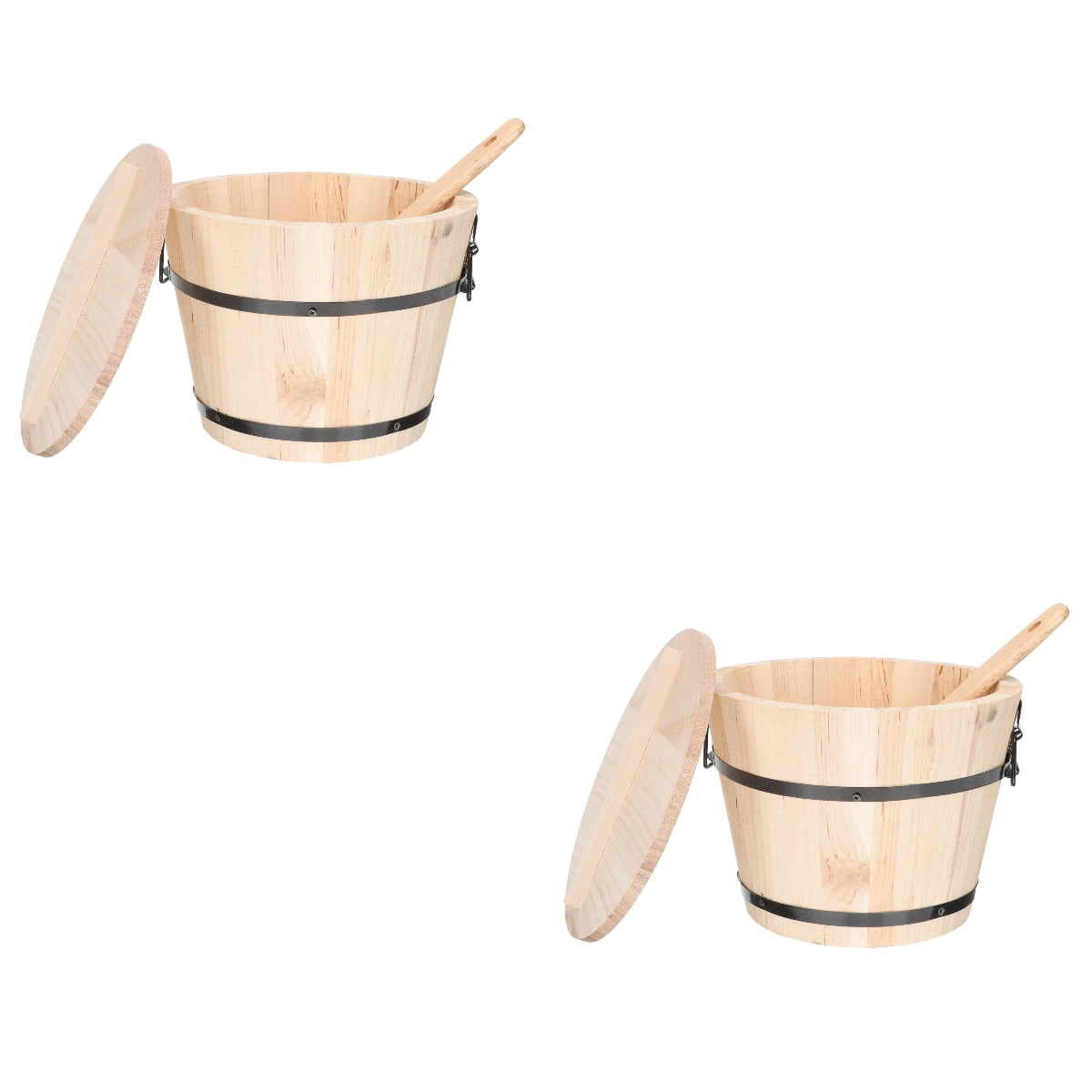 2 Sets Wooden Steamed Rice Bucket Versatile Rice Storage Container with ...