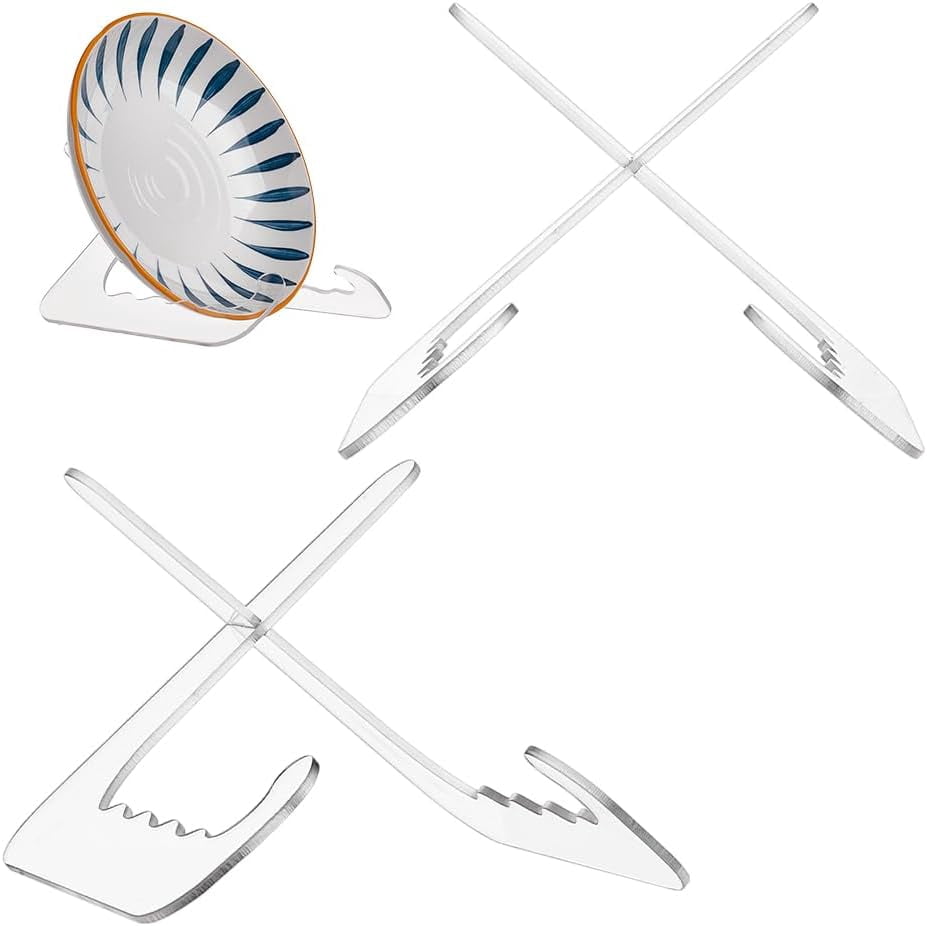 2 Sets X Shape Plate Stands for Display 6x5x4 inch Acrylic Bowl Display ...